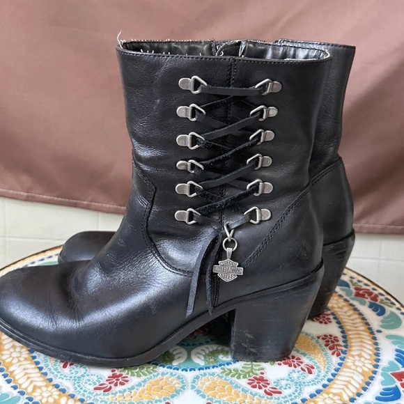 Harley-Davidson | Shoes | Harley Davidson Alanis Black Lace Up Heeled ...